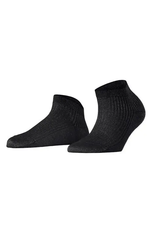 Falke Metallic Rib Quarter Socks - Black