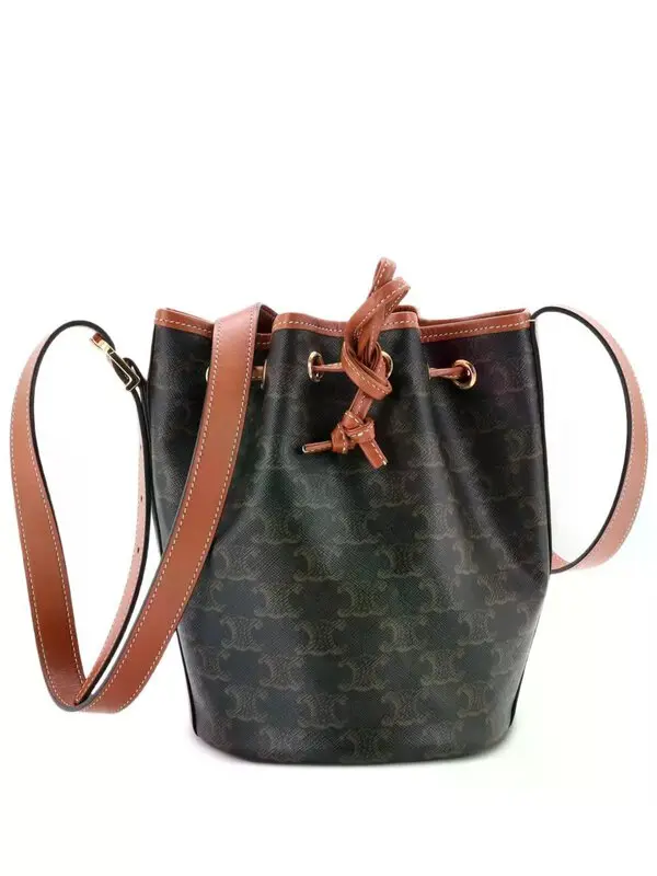 Celine Drawstring Triomphe Coated Canvas Bucket Bag - Brown