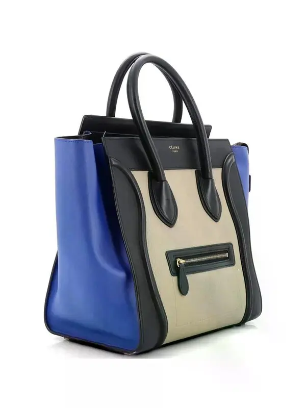 Celine Tricolor Leather Mini Luggage Tote Bag - Black
