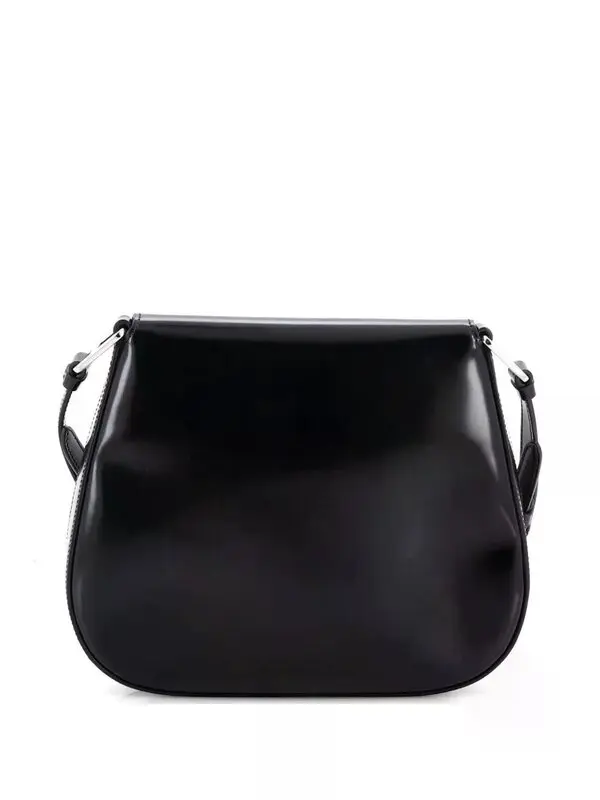 Prada Cleo Flap Spazzolato Leather Large Shoulder Bag - Black