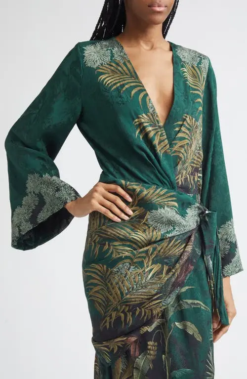 dark green floral wrap dress Buy Yumi Green Floral Wrap Midi Dress With Frill Hem from Next USA