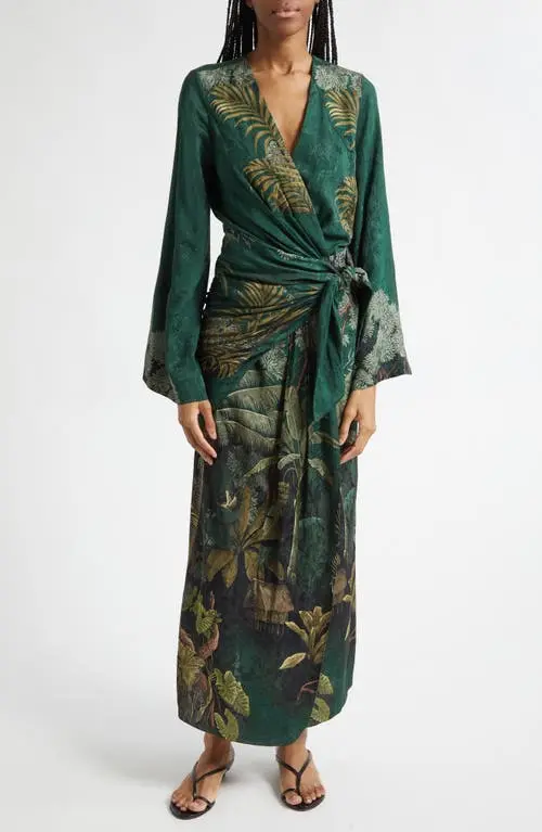 dark green floral wrap dress Hope & Ivy wrap front maxi dress in dark green floral