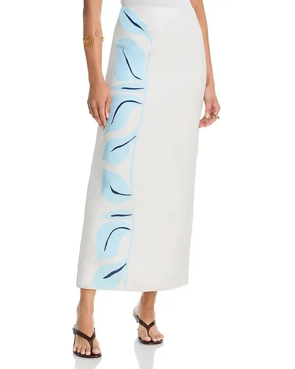 CALA DE LA CRUZ Bruna Printed Linen Skirt - Foglie