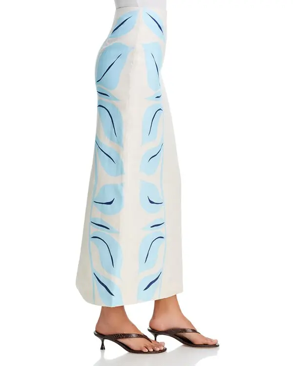 CALA DE LA CRUZ Bruna Printed Linen Skirt - Foglie