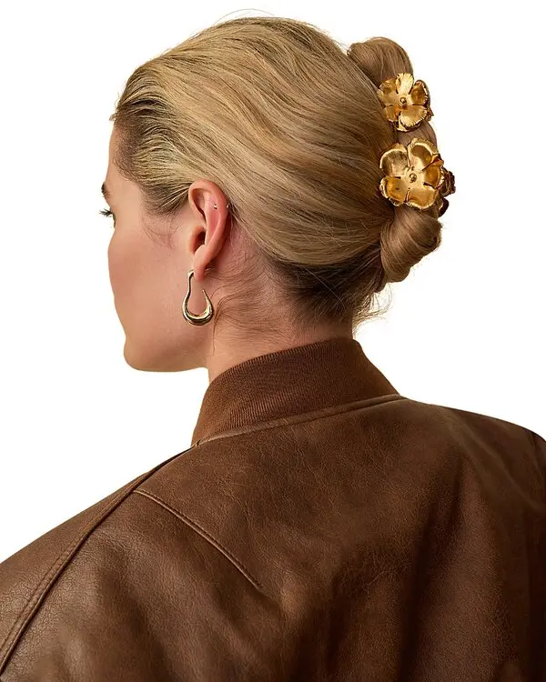 LELET NY Eden Flower Hair Claw Clips, Set Of 2 - Gold
