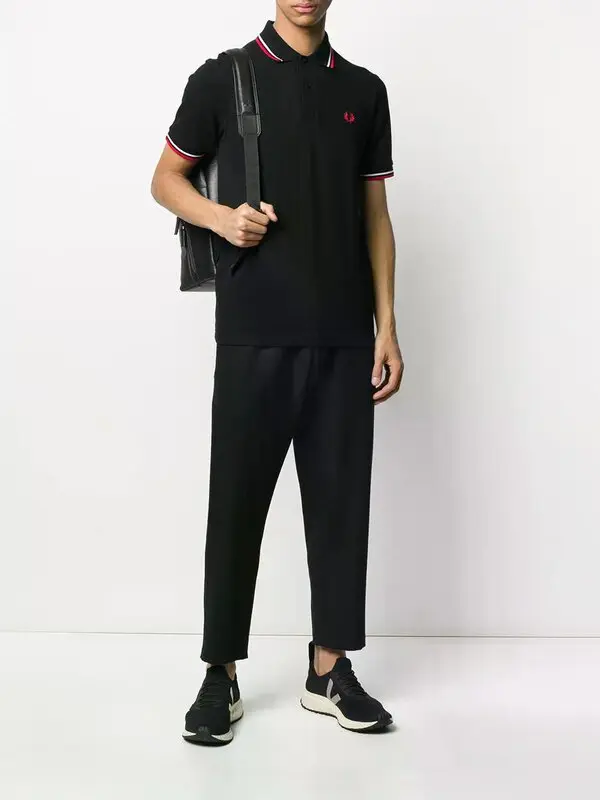 Fred Perry Stripe Trim Polo Shirt - Black