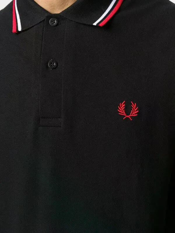 Fred Perry Stripe Trim Polo Shirt - Black