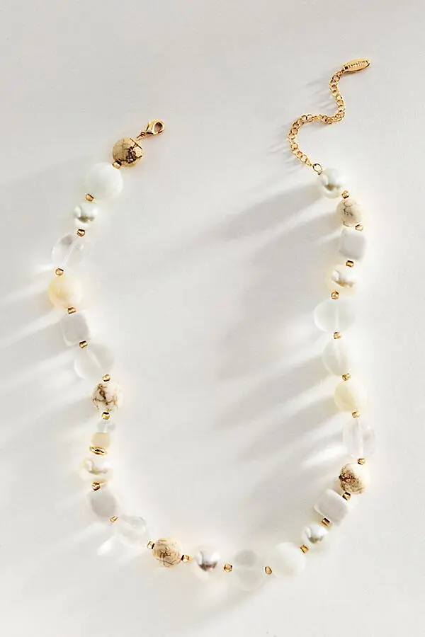 Anthropologie Mixed Bead Necklace - White