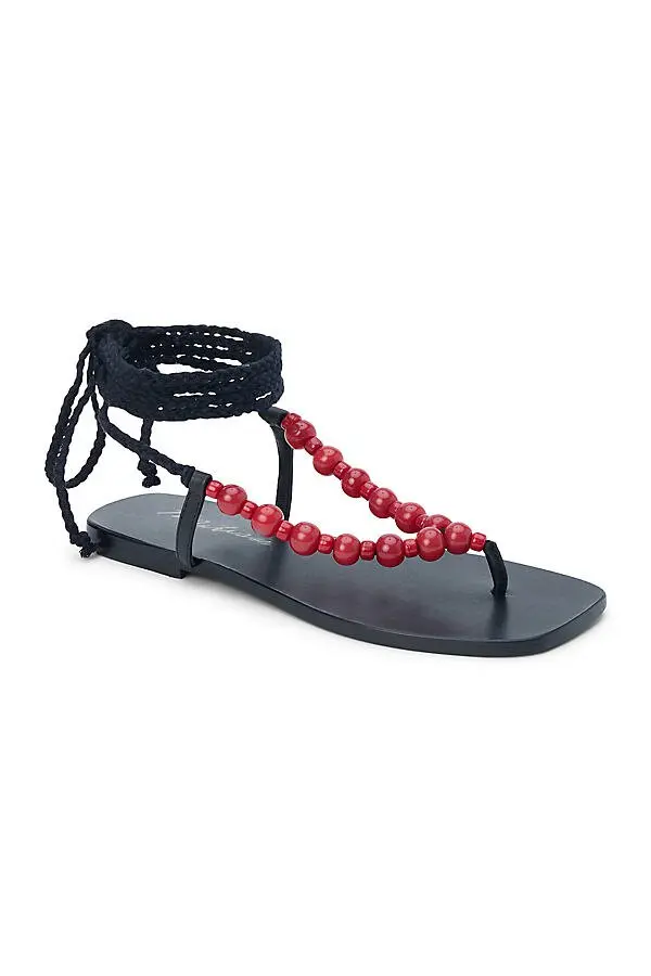 Matisse Elvie Beaded Ankle-wrap Sandals - Black