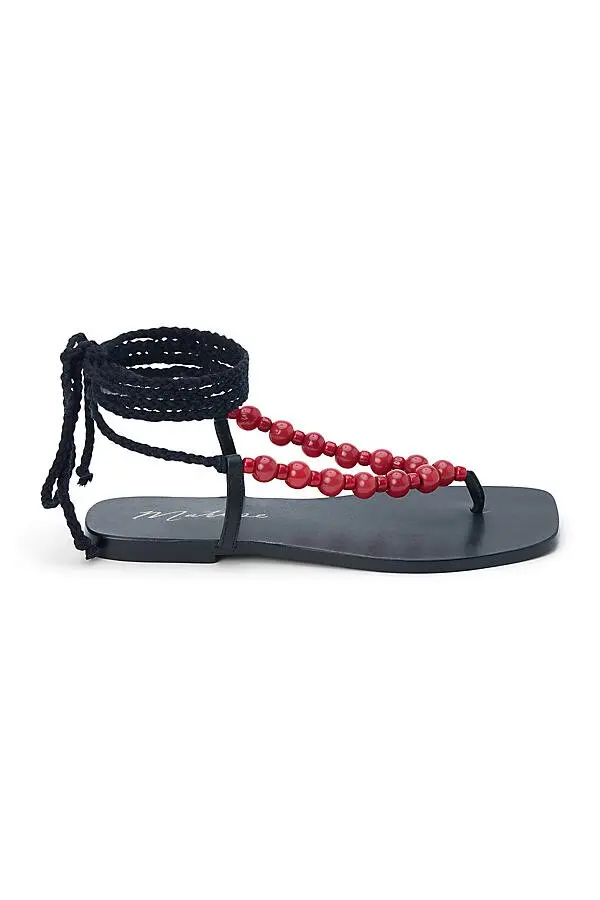 Matisse Elvie Beaded Ankle-wrap Sandals - Black