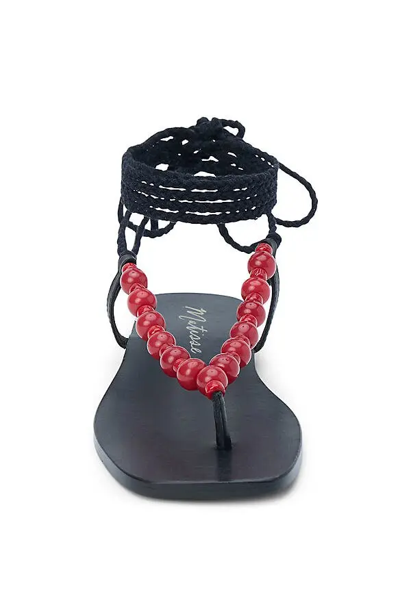 Matisse Elvie Beaded Ankle-wrap Sandals - Black