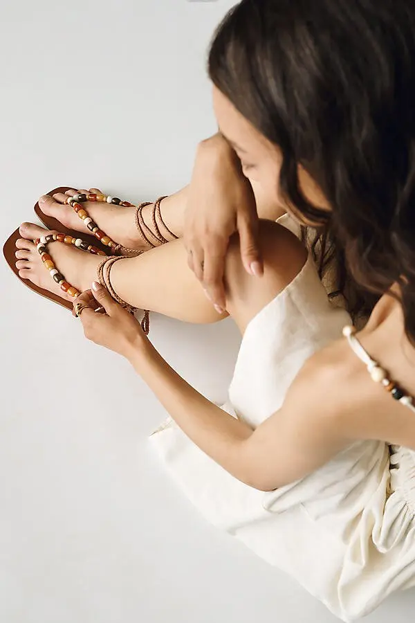 Matisse Elvie Beaded Ankle-wrap Sandals - Tan