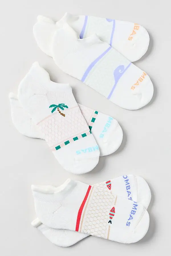 BOMBAS Icon Ankle Socks, Set Of 3 - Pink Shadow Mix