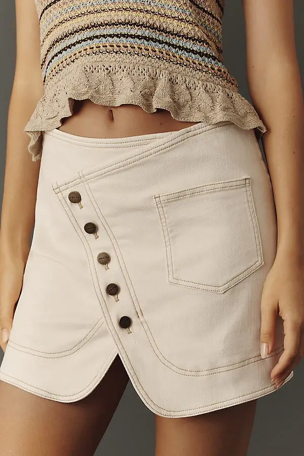 PILCRO Reworked Wrap Mini Skirt - Ivory