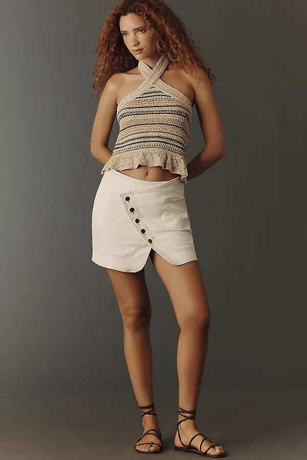 PILCRO Reworked Wrap Mini Skirt - Ivory