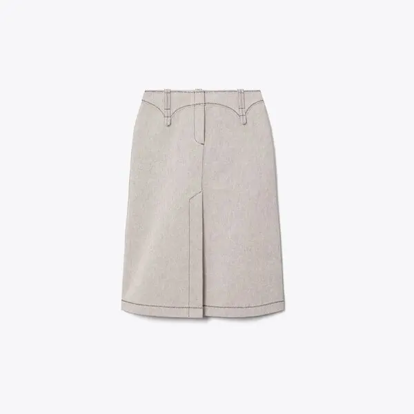 Tory Burch Cotton Canvas A-line Skirt - Black/ivory