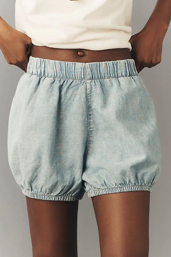 PILCRO Cotton Linen Bloomer Shorts