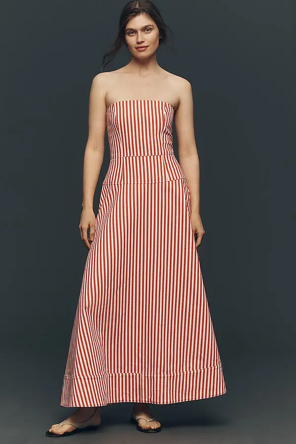 ASTON STUDIO Strapless Maxi Dress - Ruby Antque Stripe