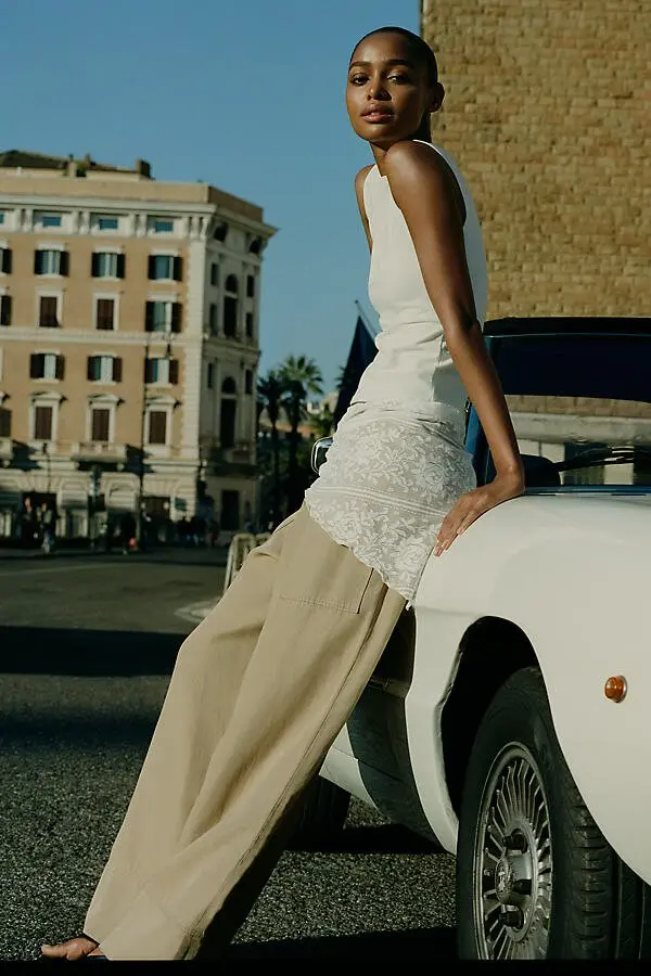 Anthropologie A-line Wide Leg Trousers - Safari