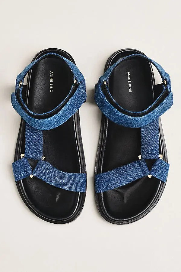 ANINE BING Jess Hardware Ankle-strap Sandals - Light Blue