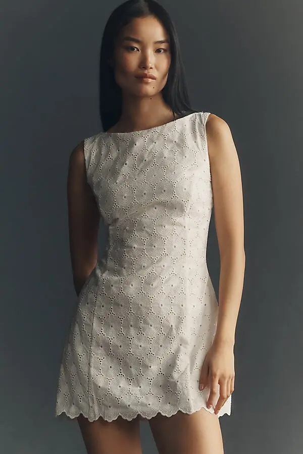 Faithfull The Brand Etore Bow Broderie Anglaise Mini Dress