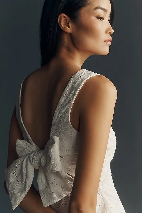 Faithfull The Brand Etore Bow Broderie Anglaise Mini Dress