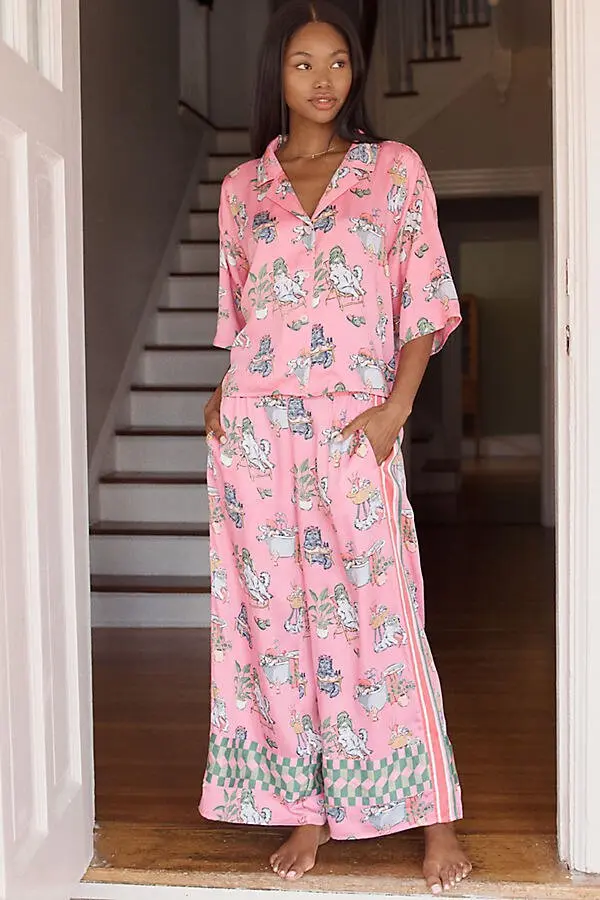 PRINTFRESH Spa Day Cosmic Sat Pajama Set - Pink Polish