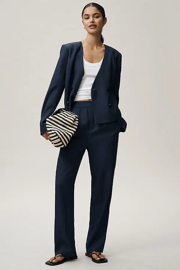 Maeve Collarless Cropped Blazer Jacket