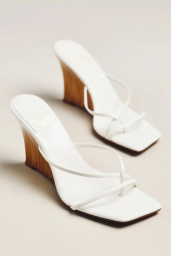Jeffrey Campbell Strappy Wedge Heels - White Patent