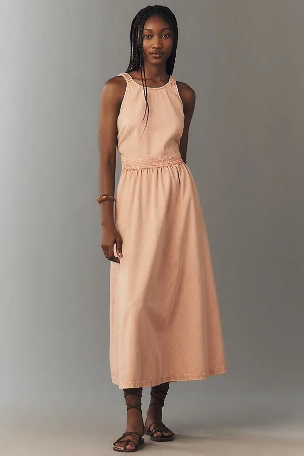 Anthropologie 100% Cotton Halter-neck Maxi Dress - Pink