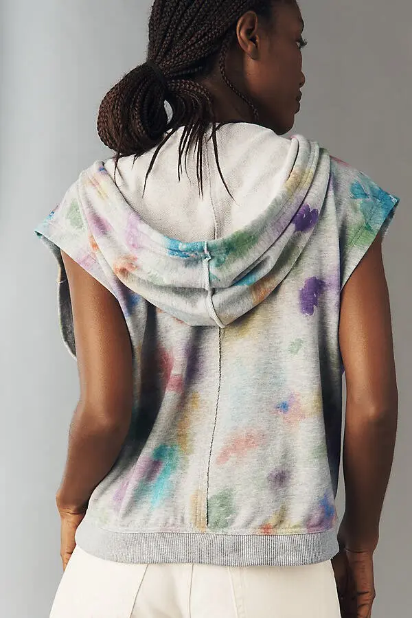 PILCRO Cotton Sleeveless Muscle Hoodie - Grey Pattern