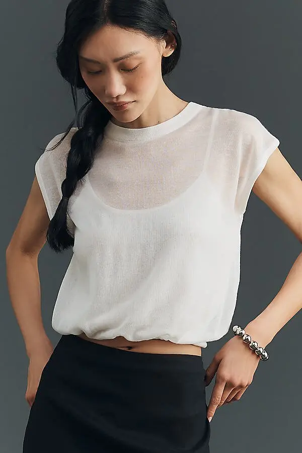 Greylin Natalia Sheer Knit Bubble Top