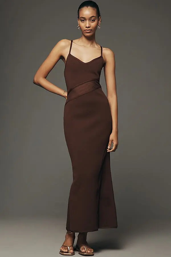 SIEMPRE Sheer Panel Maxi Dress