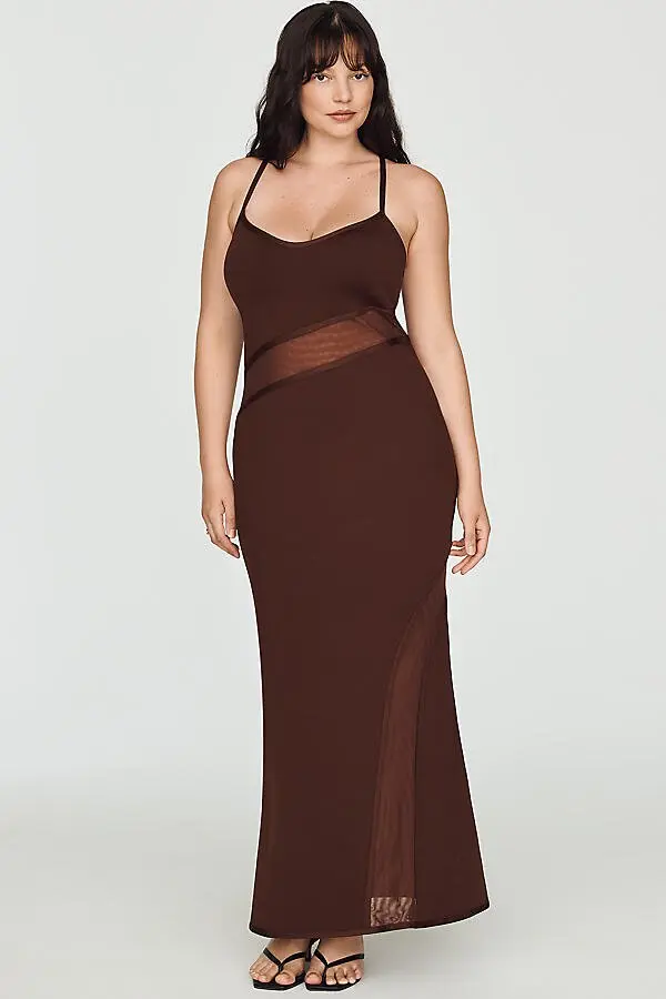 SIEMPRE Sheer Panel Maxi Dress