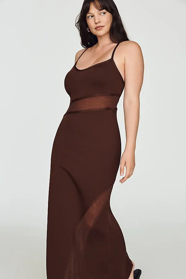 SIEMPRE Sheer Panel Maxi Dress