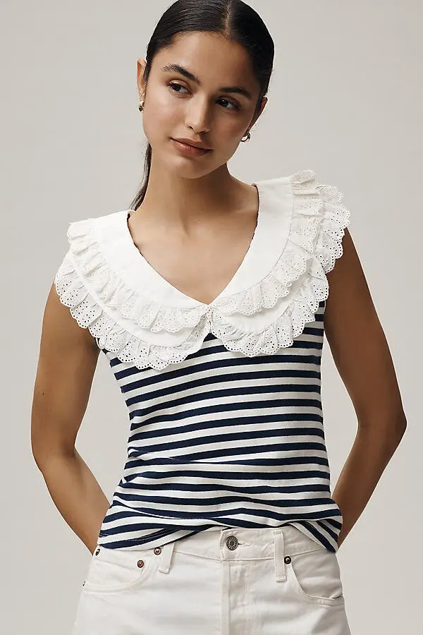Maeve Ruffle Collar Tank Top