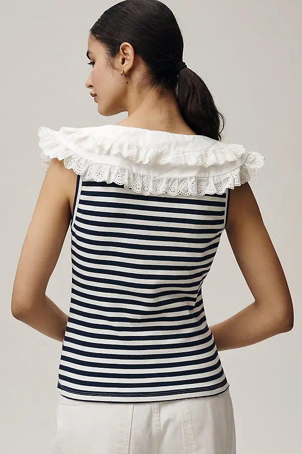 Maeve Ruffle Collar Tank Top