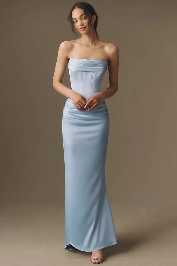 MARE MARE Strapless Corset Maxi Dress - Blue