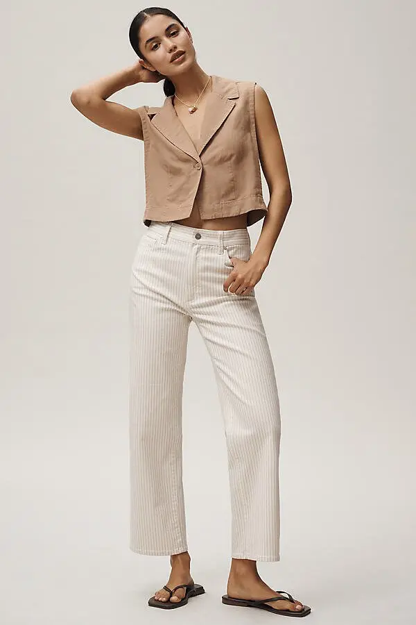 Maeve Linen Blend Button-front Vest