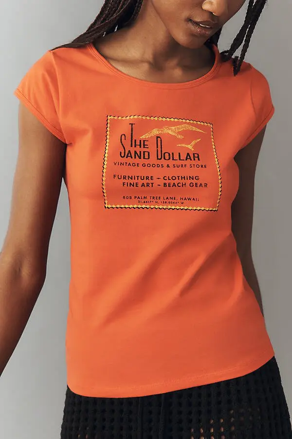 PILCRO Cotton Sand Dollar Tee