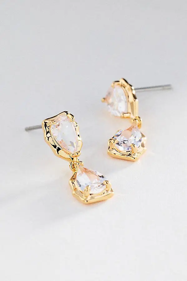 Anthropologie Pear-cut Crystal Drop Earrings - Gold