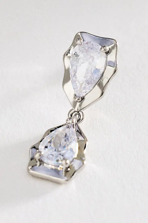 Anthropologie Pear-cut Crystal Drop Earrings - Silver