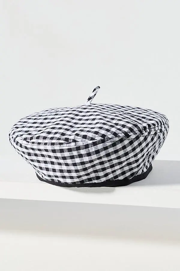 BRUNNA.CO Simone Gingham Beret - Black
