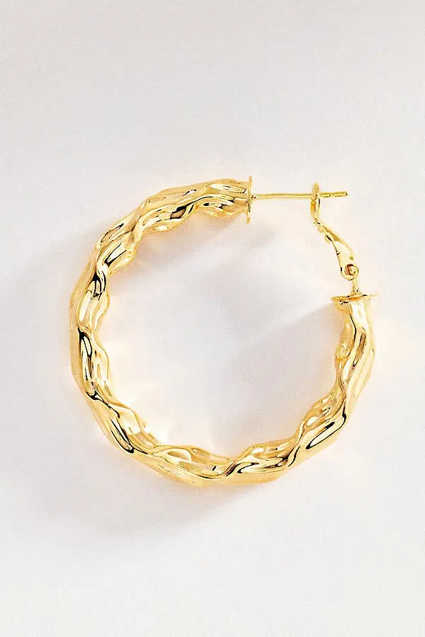 Anthropologie Wavy Textured Hoop Earrings - Gold