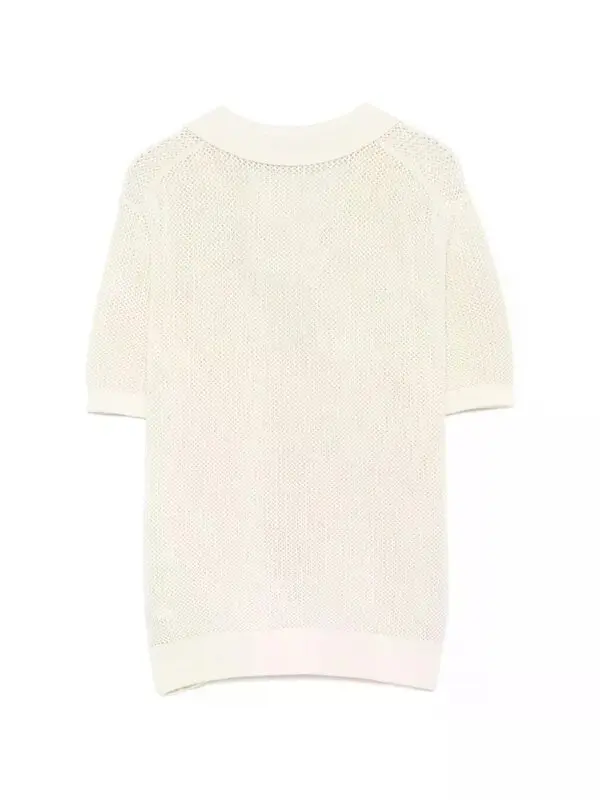 DUNST Open-knit Polo-collar T-shirt - Neutrals