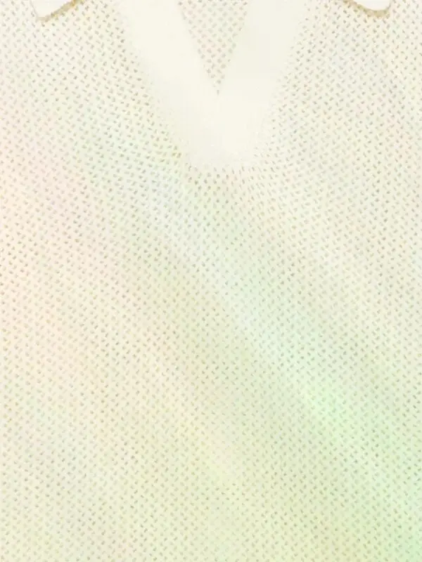 DUNST Open-knit Polo-collar T-shirt - Neutrals