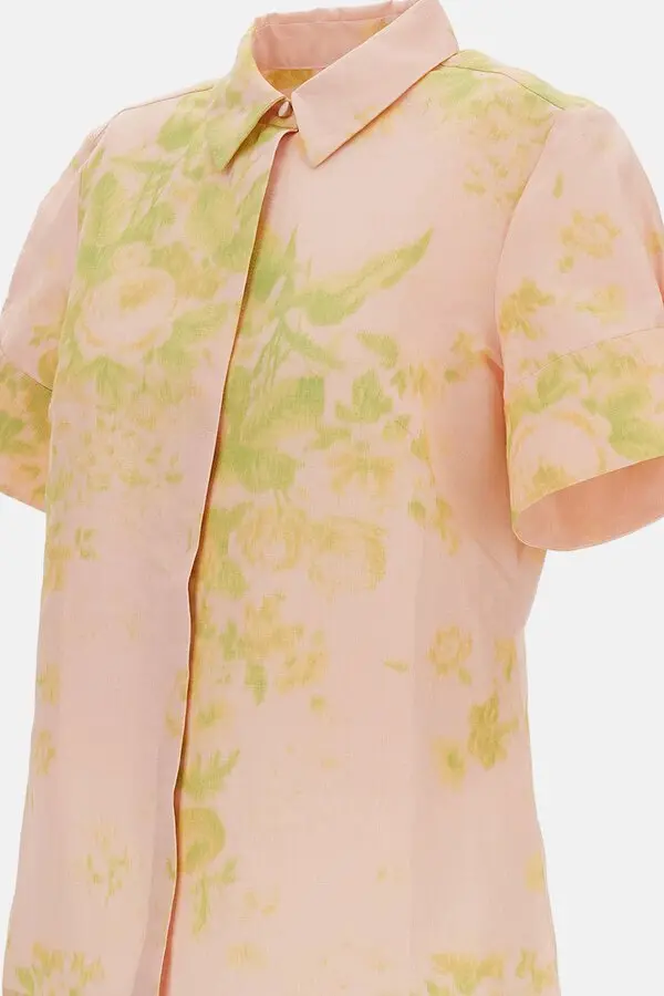 Erdem Short-sleeve Floral Linen Shirt