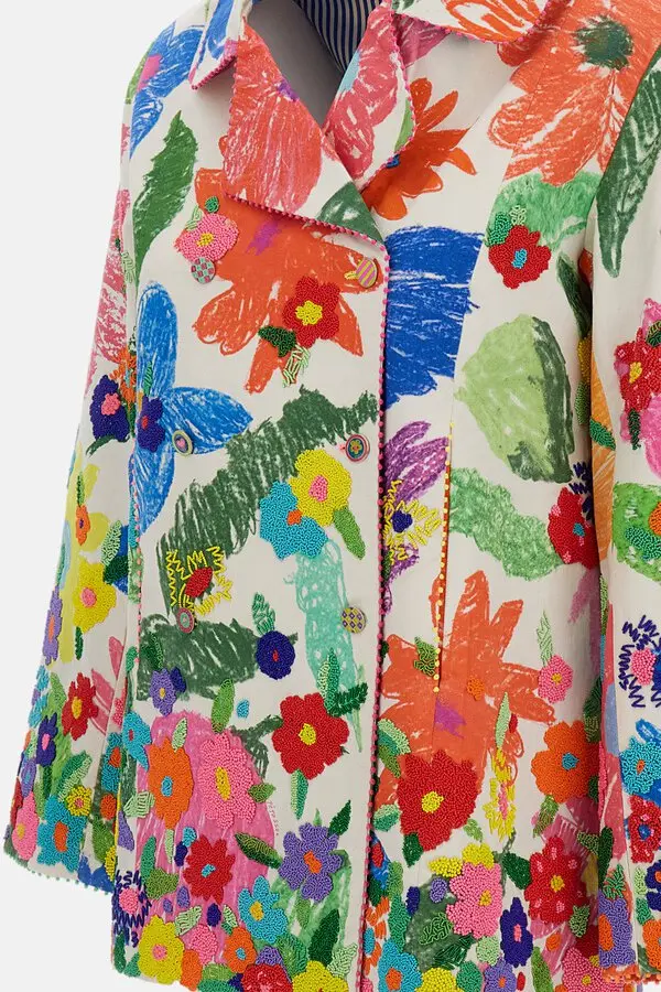 Pero Floral-print Double-breasted Jacket - Multicolore