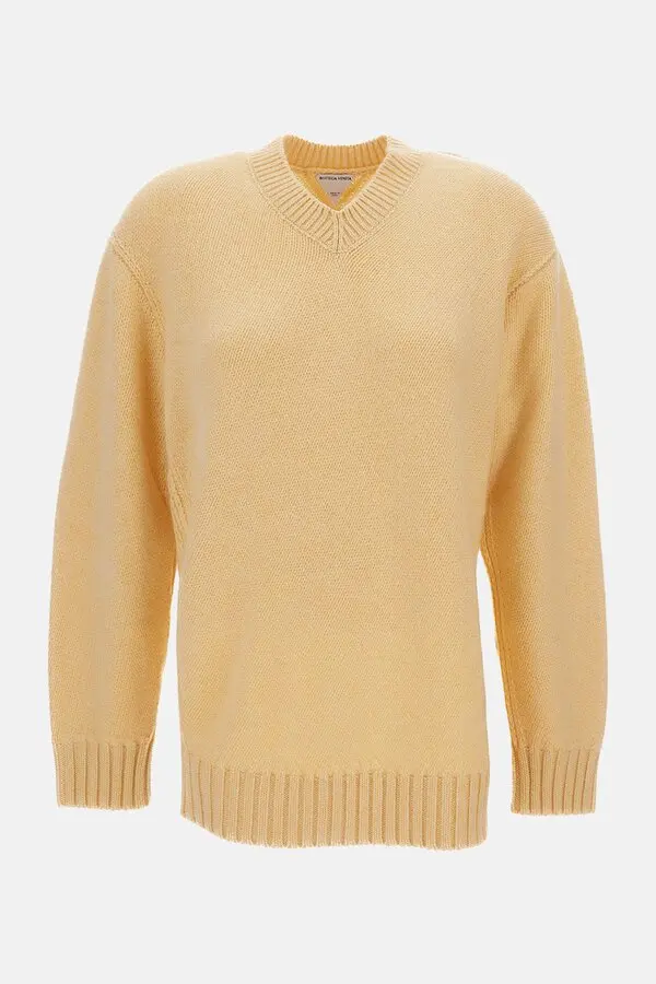 Bottega Veneta Braided Cashmere V-neck Sweater - Beige