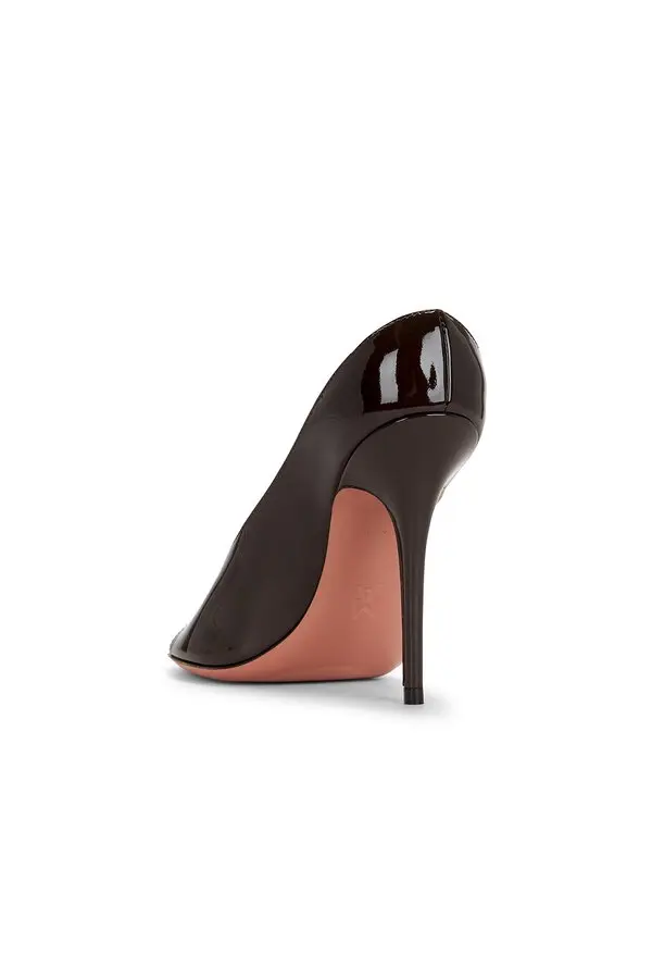 Amina Muaddi Anok 105 Patent Slipper Mule - Coffee